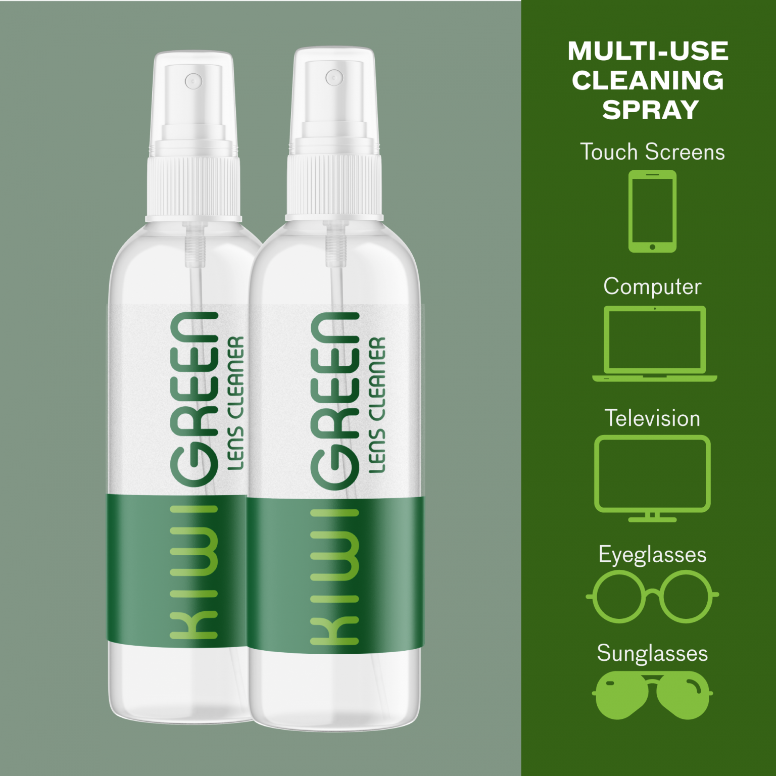 Kiwi Green Eyeglass Lens Cleaner Spray Kit | 2X Lens Cleaner + 2X ... Kiwi Green Eyeglass Lens Cleaner Spray Kit | 2X Lens Cleaner + 2X ...