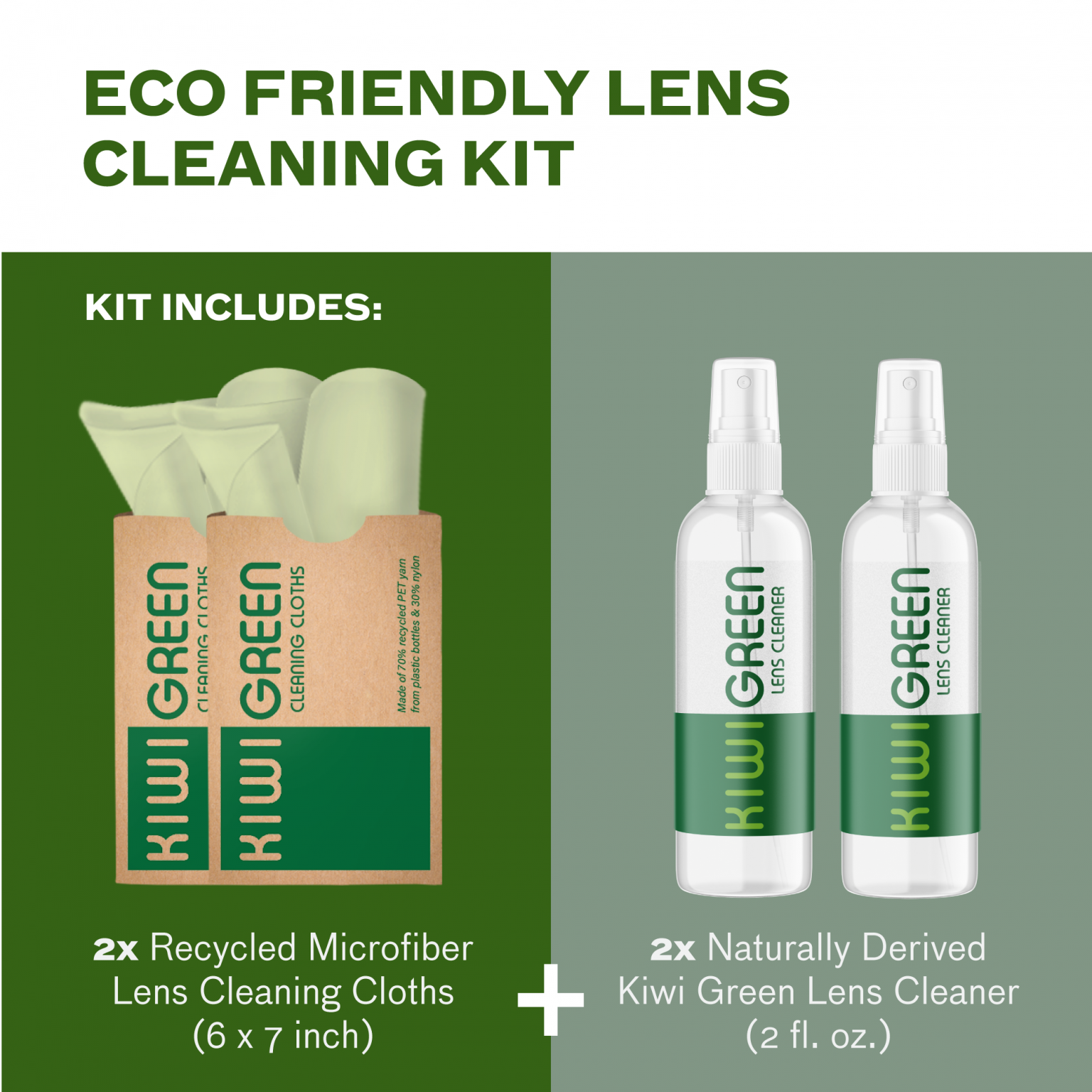 Kiwi Green Eyeglass Lens Cleaner Spray Kit | 2X Lens Cleaner + 2X ... Kiwi Green Eyeglass Lens Cleaner Spray Kit | 2X Lens Cleaner + 2X ...